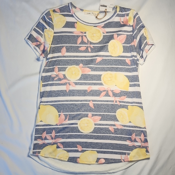 Lemon Tree | Tops | Lemon Tree Womens Lemon Print Striped Tee Size ...